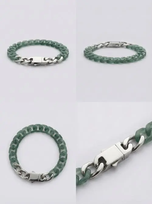 SEREE Cuban Link Jade Bracelet