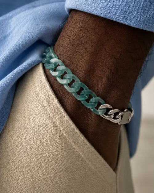SEREE Cuban Link Jade Bracelet