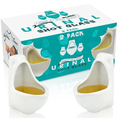 FAIRLY ODD NOVELTIES Urinal Shot Glasses, 2 Pieces, 1.5oz3.1 Inches - Multicolored