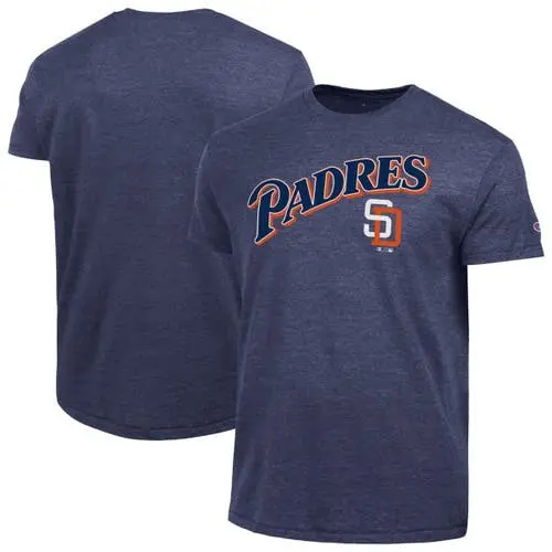 Champion San Diego Padres Cooperstown Wordmark Lockup Tri-blend T-shirt - Navy