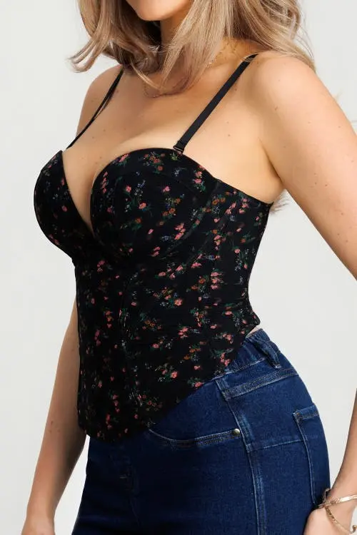POPILUSH Underwire Lace Corset Bustier With Convertible Straps - Flora