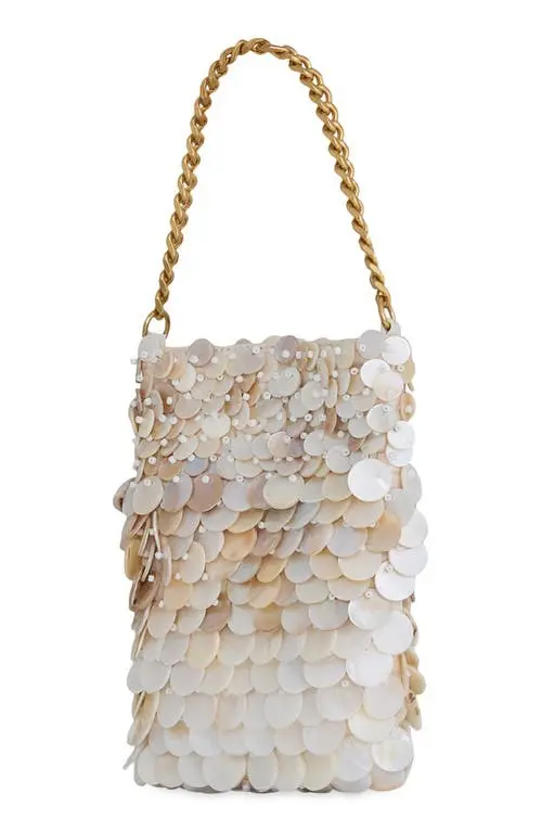 Rebecca Minkoff Ashlee Shimmery Phone Pouch With Chain Strap - Natural