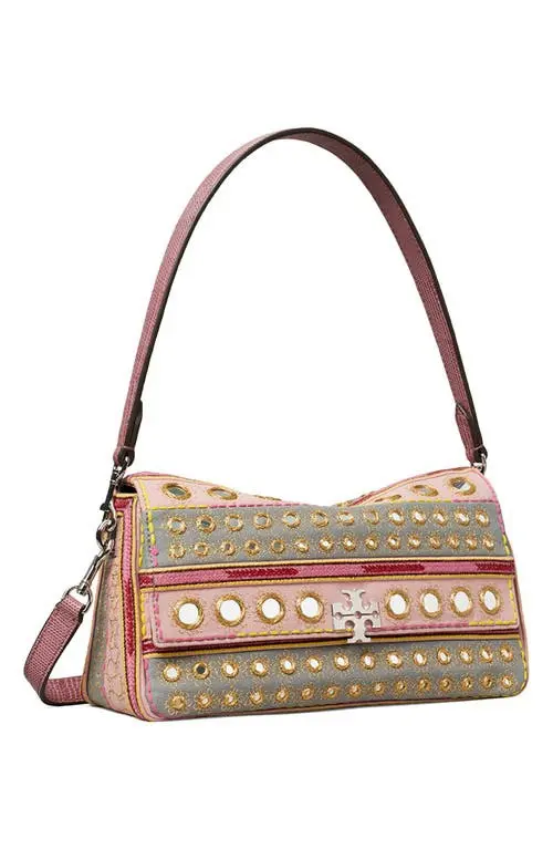 Tory Burch Small Embellished Shoulder Bag - Pink/gray