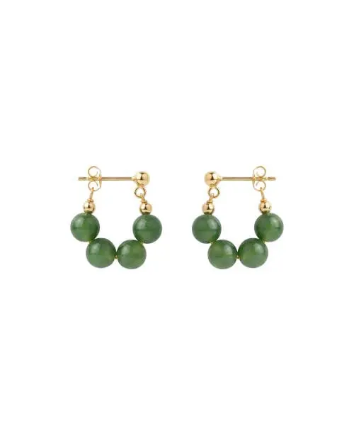 SEREE Fay Beaded Jade Hoop Earrings - Green