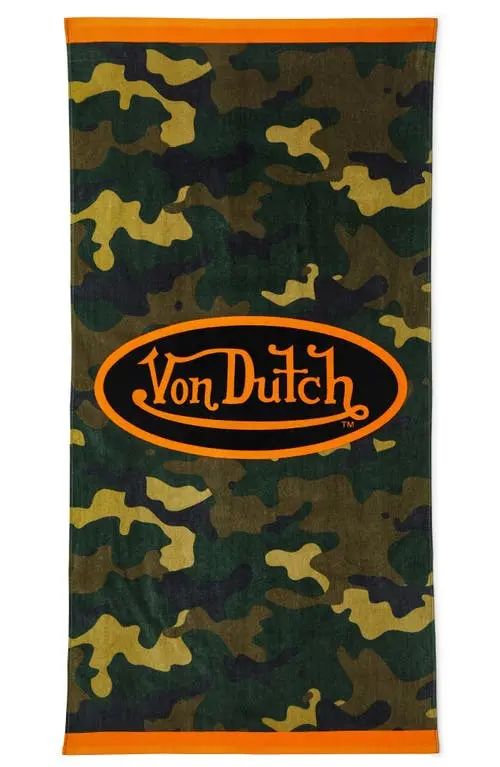 VON DUTCH Iconic Y2k 100% Cotton 30"x60" Beach Towel - Camo
