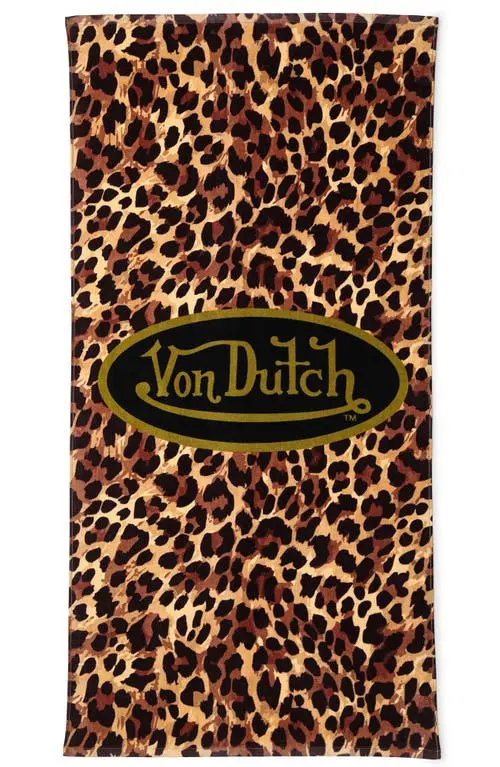 VON DUTCH Iconic Y2k 100% Cotton 30"x60" Beach Towel - Leopard