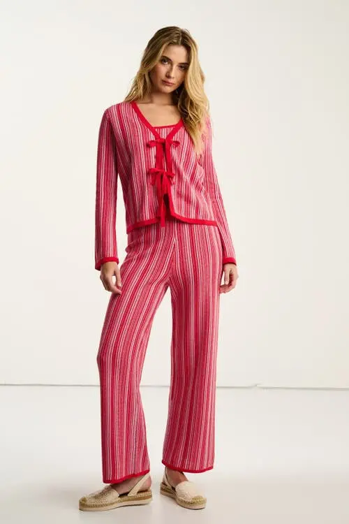 Lisa Todd Striped Cardigan With Self-ties