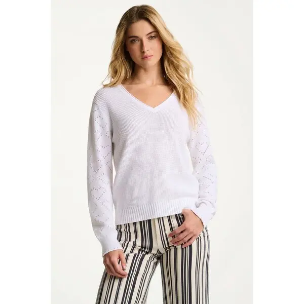 Lisa Todd Heartfelt Cotton Sweater - White