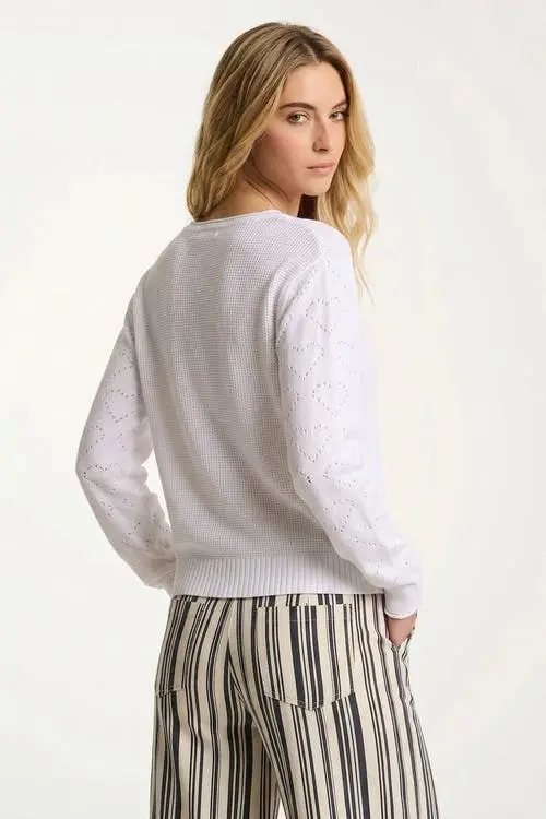 Lisa Todd Heartfelt Cotton Sweater - White