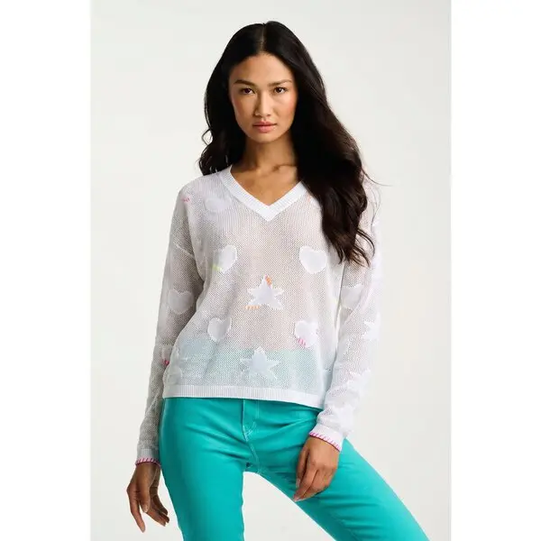 Lisa Todd Open Knit Star And Heart Sweater - White