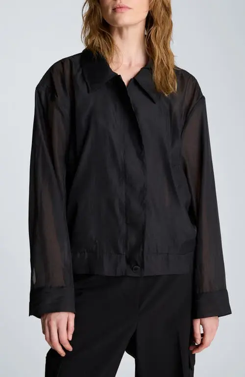 KENNETH COLE Sheer Sleeve Bomber Jacket