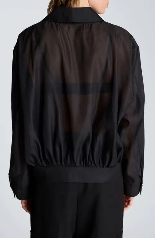 KENNETH COLE Sheer Sleeve Bomber Jacket