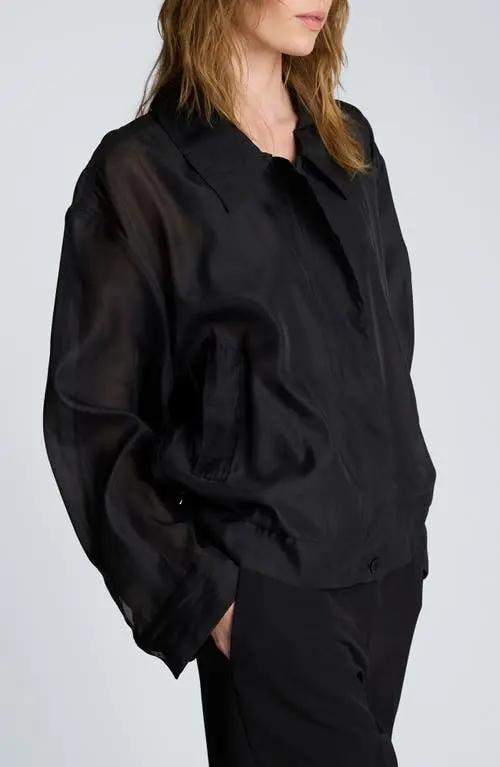 KENNETH COLE Sheer Sleeve Bomber Jacket