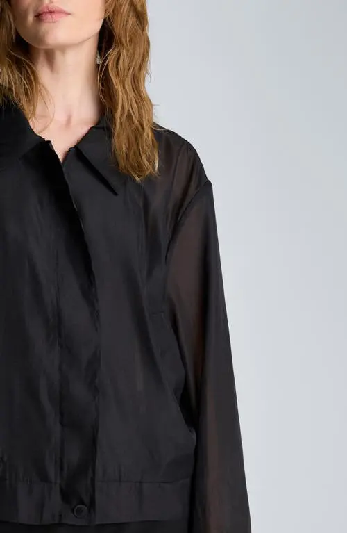KENNETH COLE Sheer Sleeve Bomber Jacket