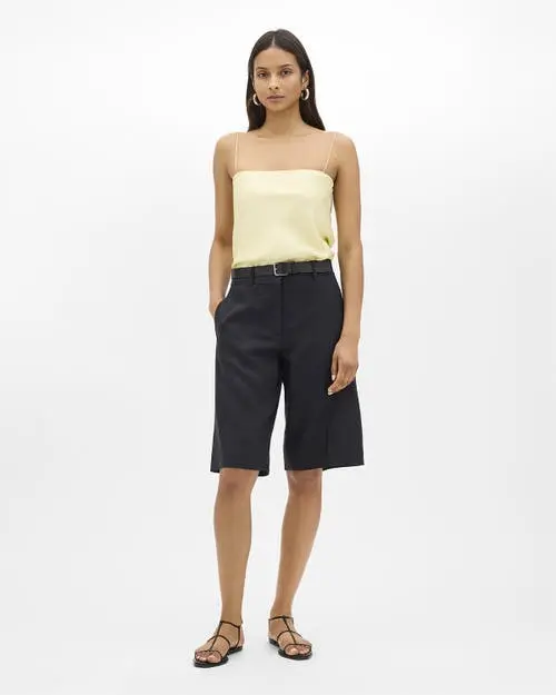 Another Tomorrow Linen Bermuda Pant - Black