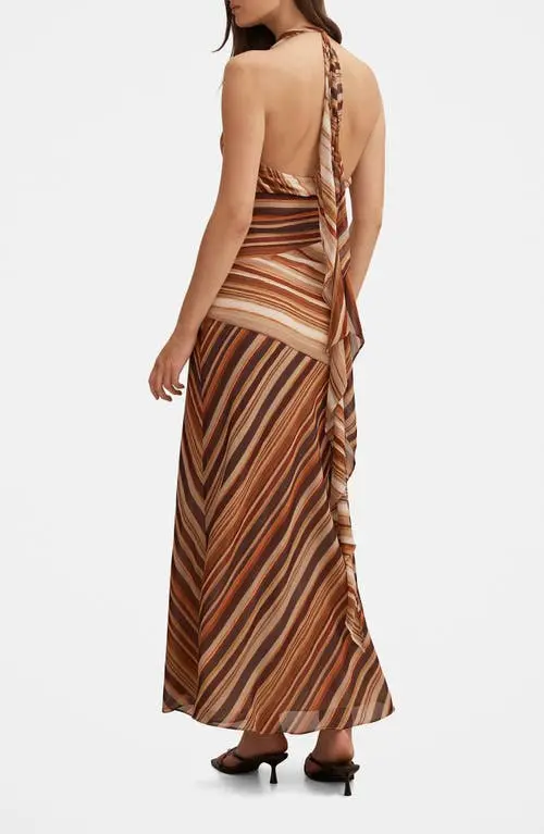 EVER NEW Halterneck Striped Maxi Dress