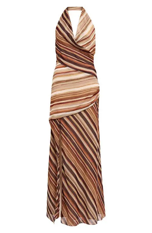 EVER NEW Halterneck Striped Maxi Dress