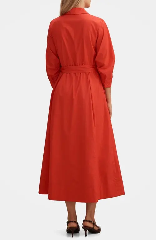 EVER NEW Sally Tie Belt Cotton Midi Shirtdress