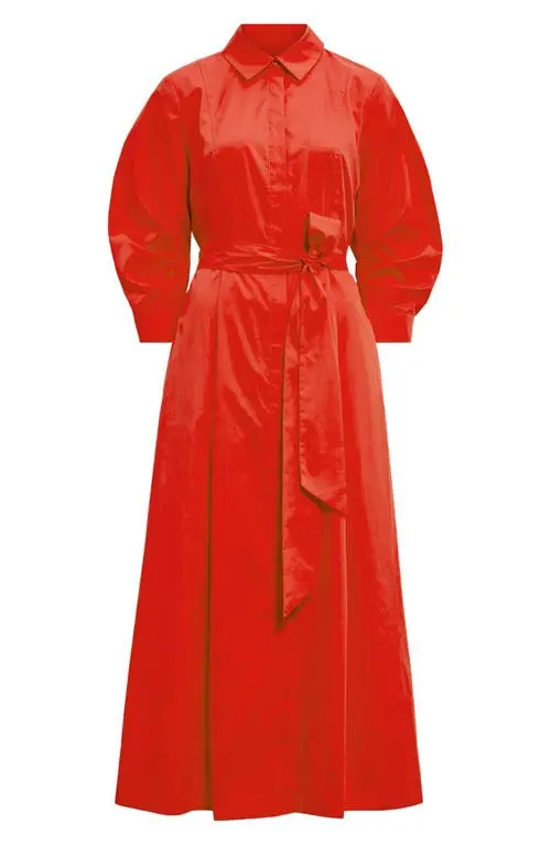 EVER NEW Sally Tie Belt Cotton Midi Shirtdress