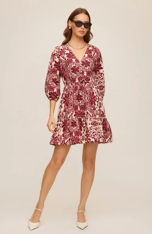 Fifteen Twenty Printed Cotton Mini Dress With Tie Waist