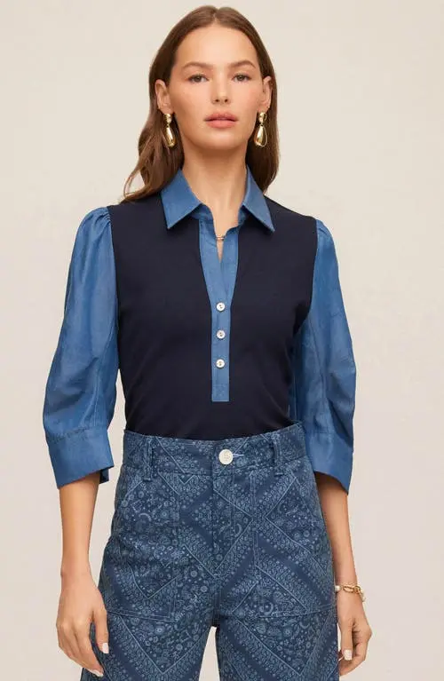 Fifteen Twenty Camden Mixed Media Henley Top