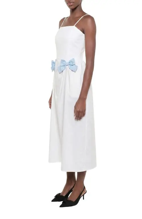 THE LULO PROJECT Maddy Sleeveless Stretch Cotton Midi Dress With Side Bows