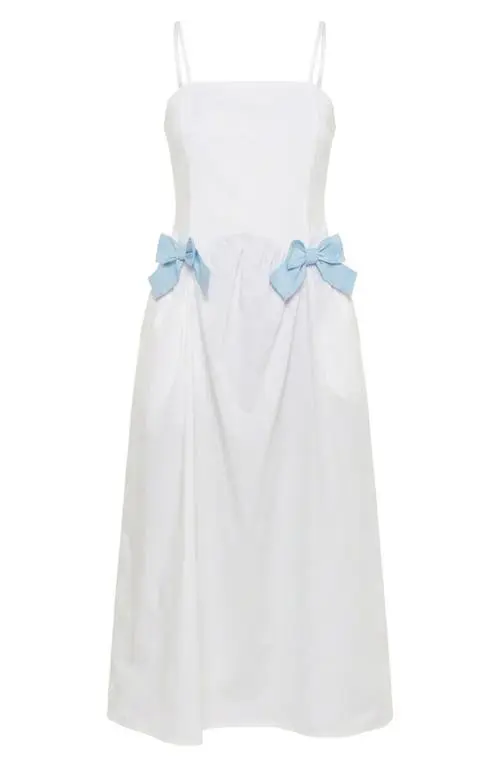 THE LULO PROJECT Maddy Sleeveless Stretch Cotton Midi Dress With Side Bows