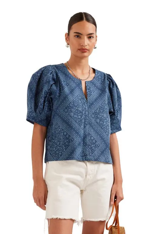 Fifteen Twenty Puff Sleeve Scarf Top