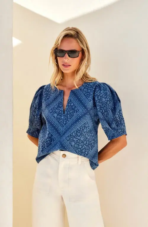 Fifteen Twenty Puff Sleeve Scarf Top
