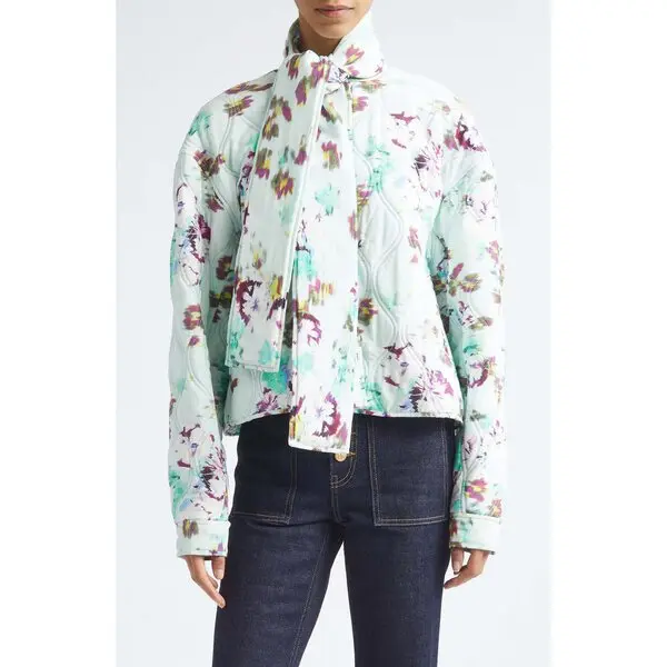 Ulla Johnson Lilith Quilted Silk Jacket With Removable Scarf