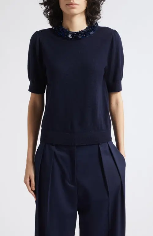 Ulla Johnson Jude Embellished Merino Wool Sweater - Midnight