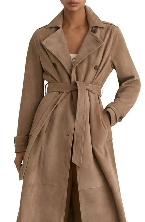 REISS Ester Suede Trench Coat