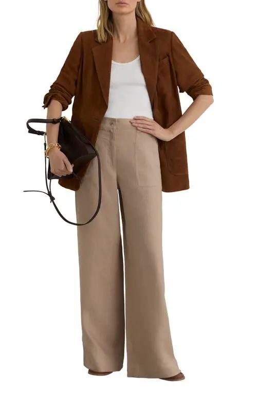 REISS Ashby Wide Leg Linen Pants