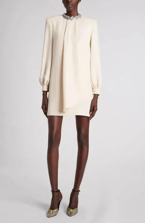 Valentino Garavani Rhinestone Embellished Silk Cady Minidress - Vanilla
