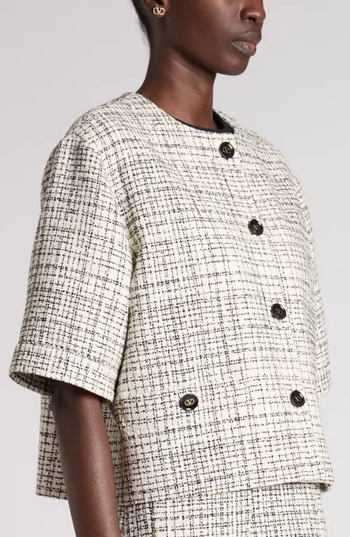Valentino Garavani Square Cotton Blend Tweed Jacket
