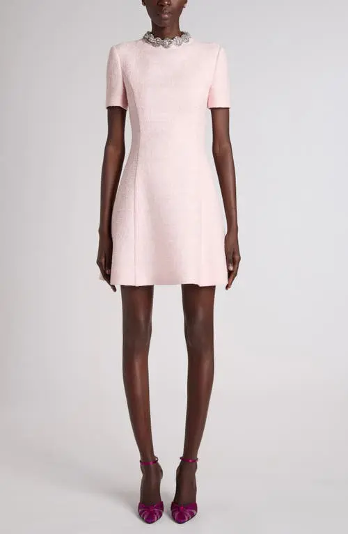 Valentino Garavani Rhinestone Embellished Tweed Mini Dress