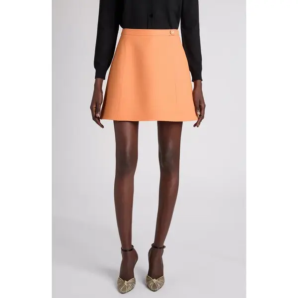 Valentino Garavani Virgin Wool Crepe Couture Skirt - Orange