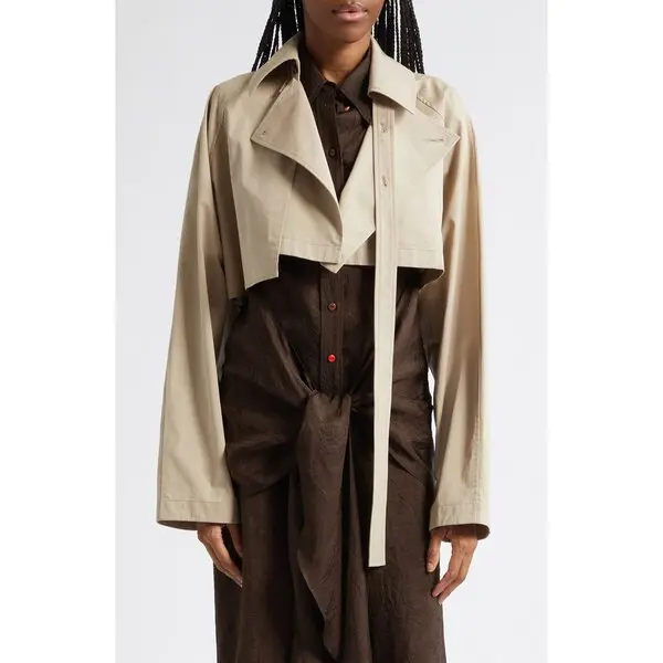 Ossou Maeve Crop Trench Coat - Fawn