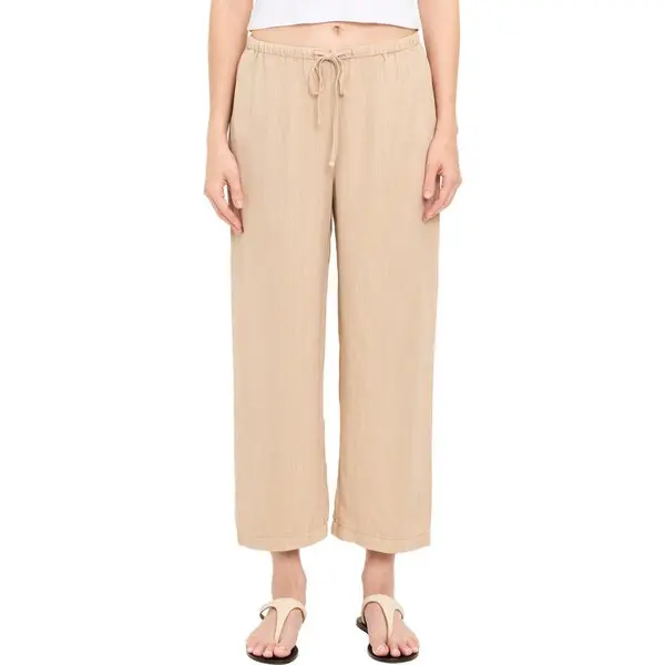 Michael Stars Linen Blend Wide Leg Drawstring Pants - Macadamia