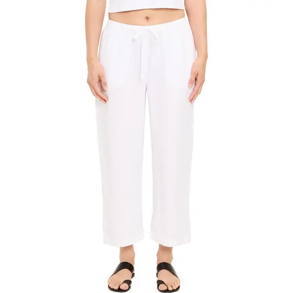 Michael Stars Linen Blend Wide Leg Drawstring Pants - White