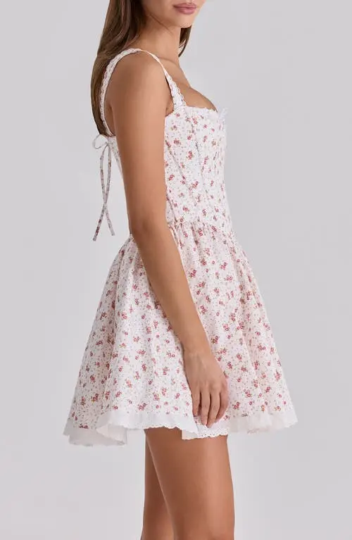 House Of Cb Ami Corset Minidress With Scalloped Eyelet Trim