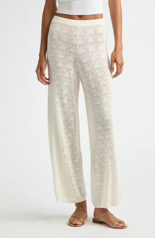 Loulou De Saison Seashell-patterned Pointelle Knit Pull-on Pants - Ivory