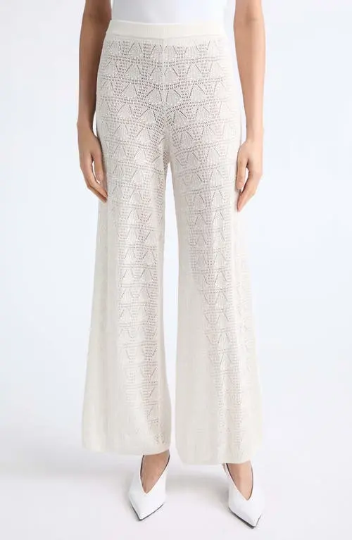 Loulou De Saison Seashell-patterned Pointelle Knit Pull-on Pants - Ivory