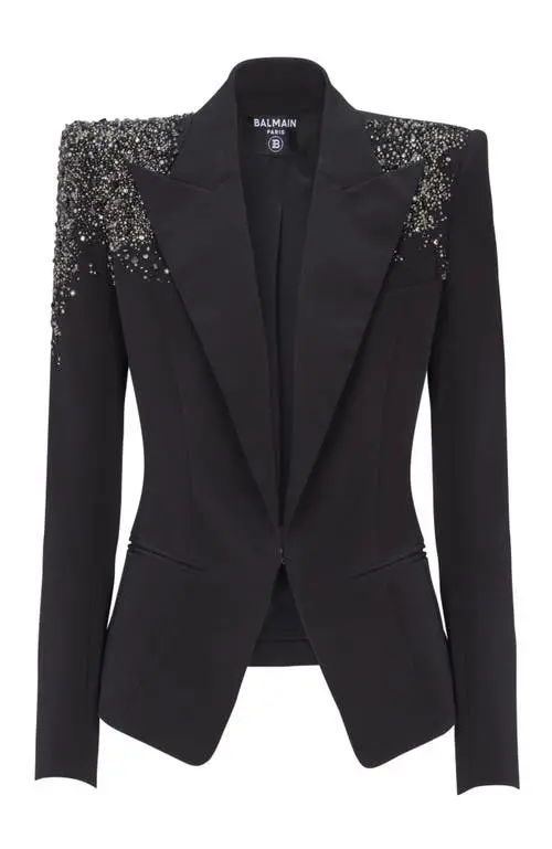Balmain Crepe Jacket With Amethyst Embroidery