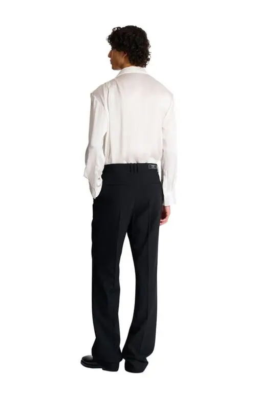Balmain Pleated Wool Trousers With "sand Effect" Embroidery