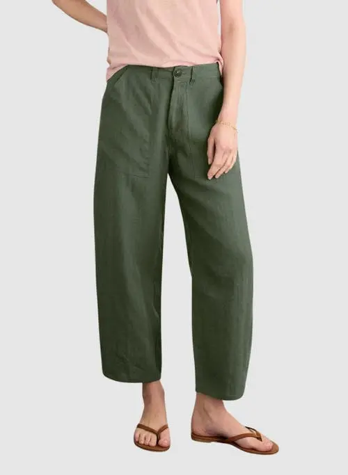 BAUKJEN Brett Linen Barrel Leg Trousers