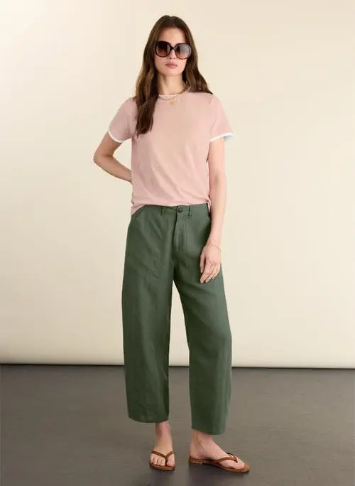 BAUKJEN Brett Linen Barrel Leg Trousers
