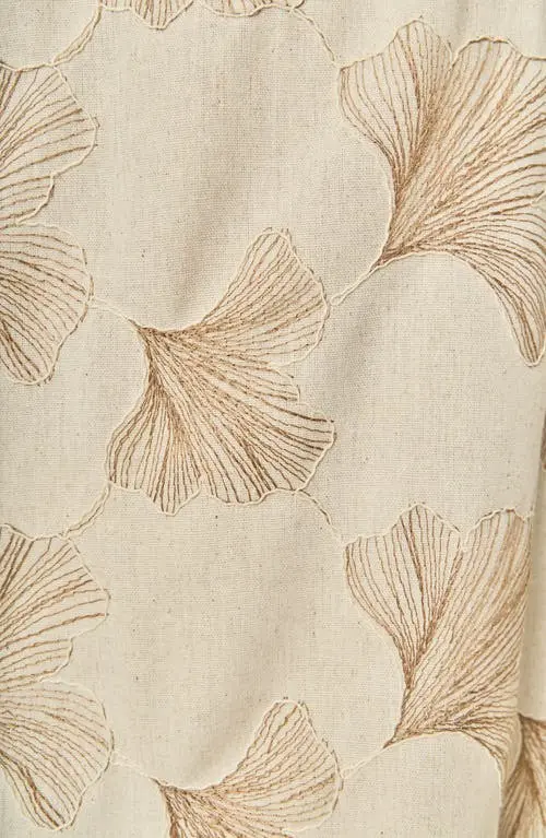 English Factory Ginkgo Leaf Embroidered Puff Sleeve Mini Dress