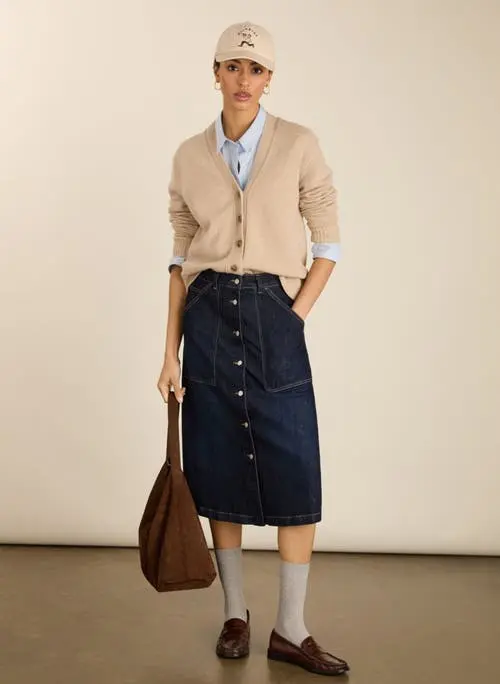 BAUKJEN Bobbie Stretch Denim Midi Skirt