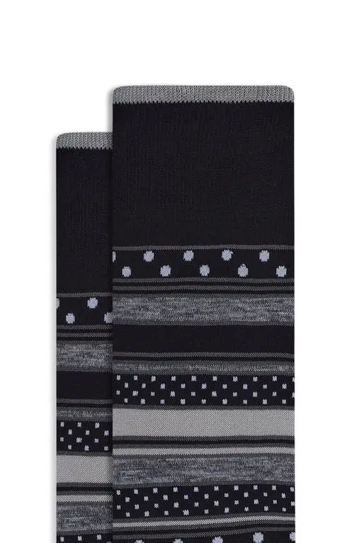 Bugatchi Mercerized Cotton Blend Dress Socks With Mixed Stripes
